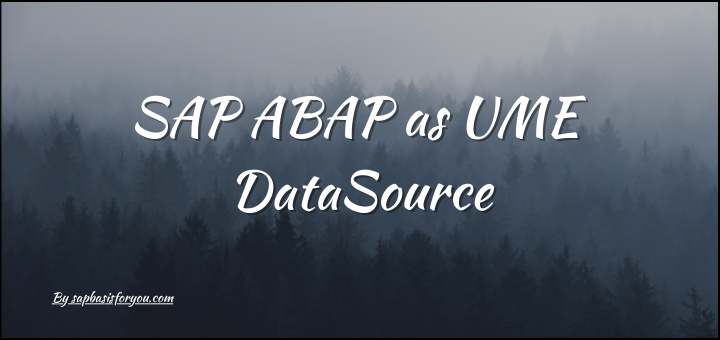 UME Configuration - Use ABAP as Data Source - SAP BASIS For You
